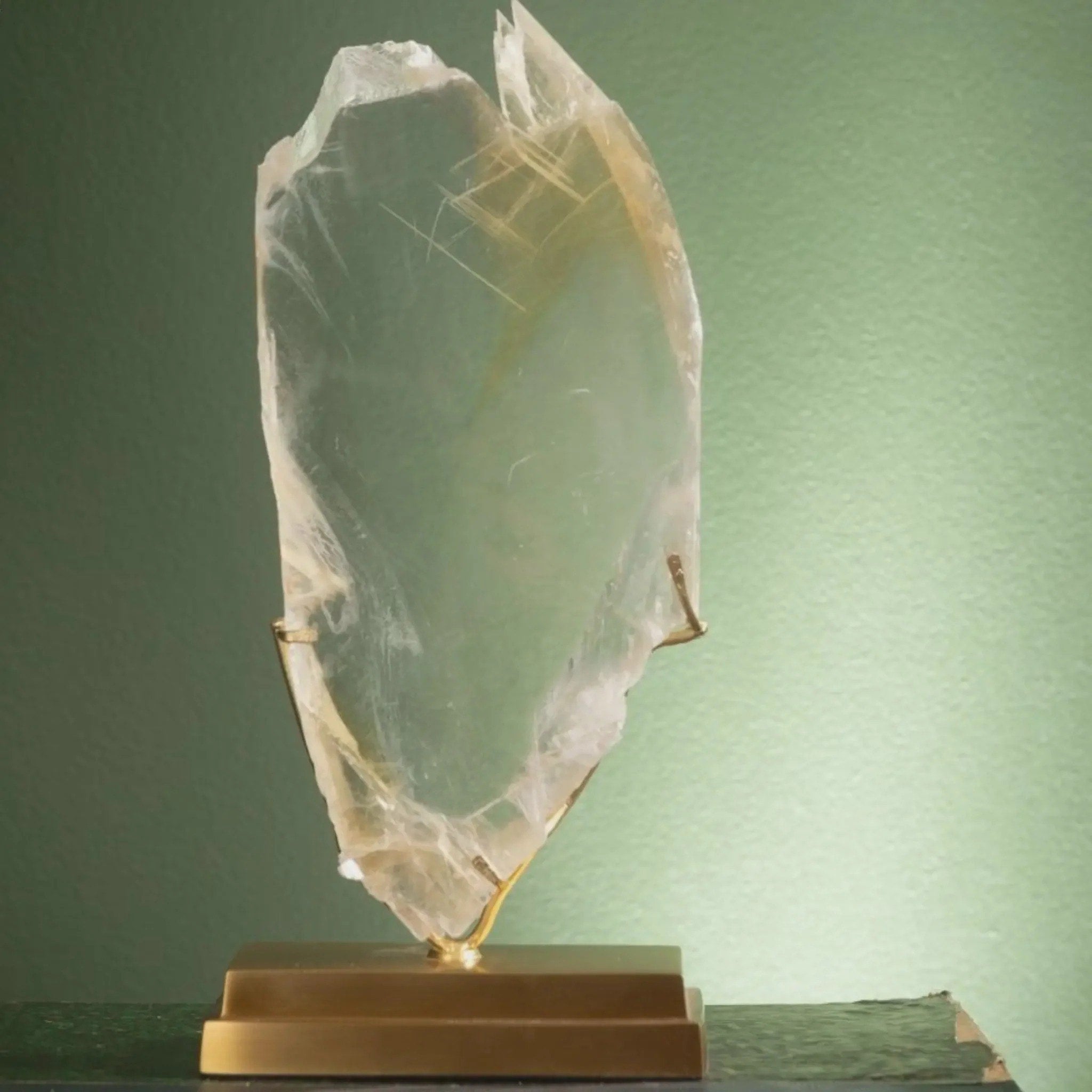 Rare French Gypsum Crystal on Brass Stand – Sutherland Interiors